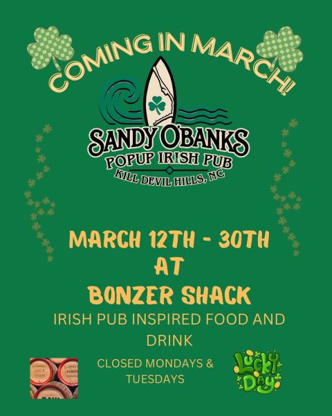 Sandy O'Banks Popup Irish Pub | Bonzer Shack Bar & Grill | Outer Banks ...